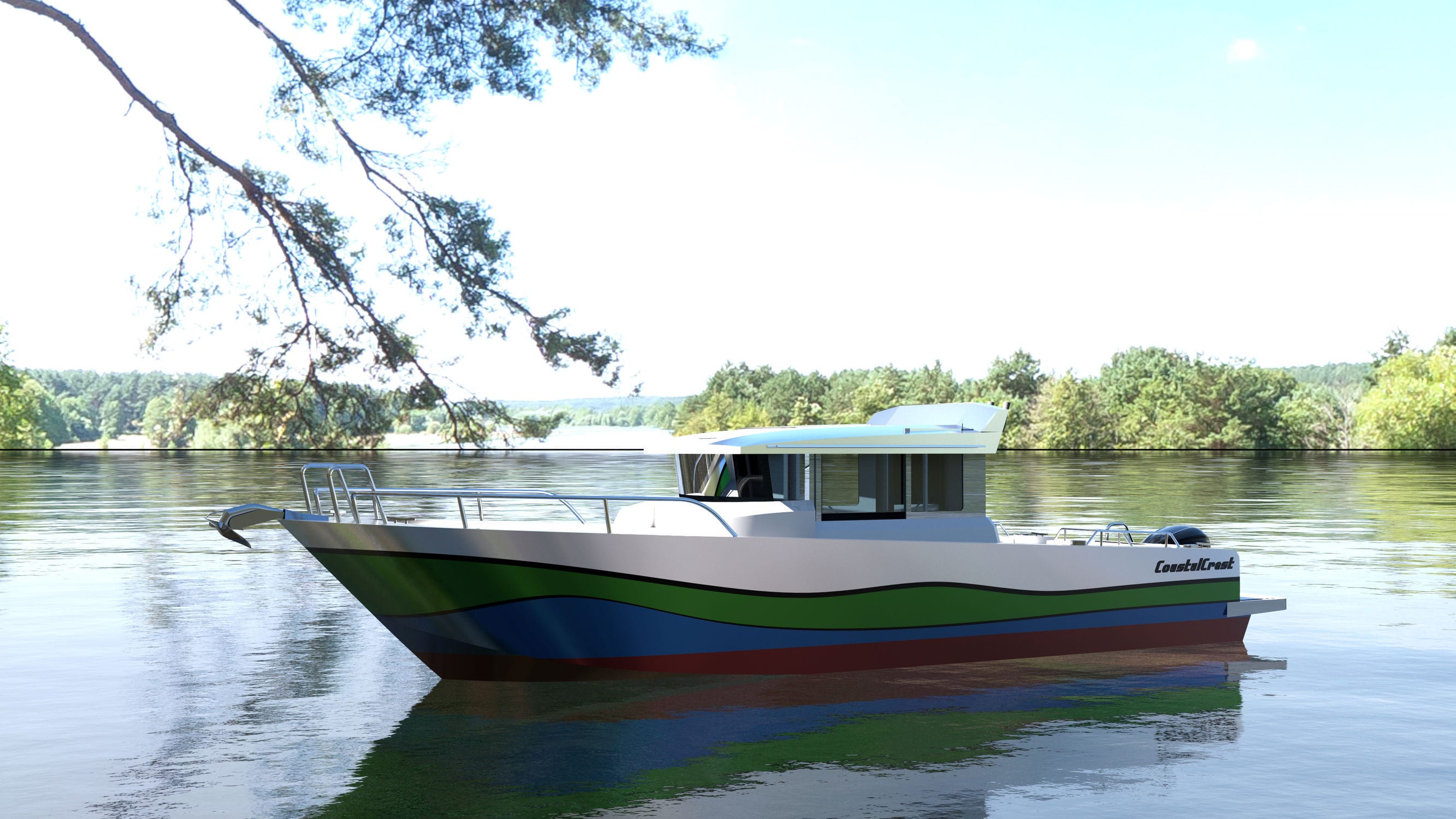 Barco de pesca-passeio com motor de popa - Coastal Crest - Etkin Marin ...